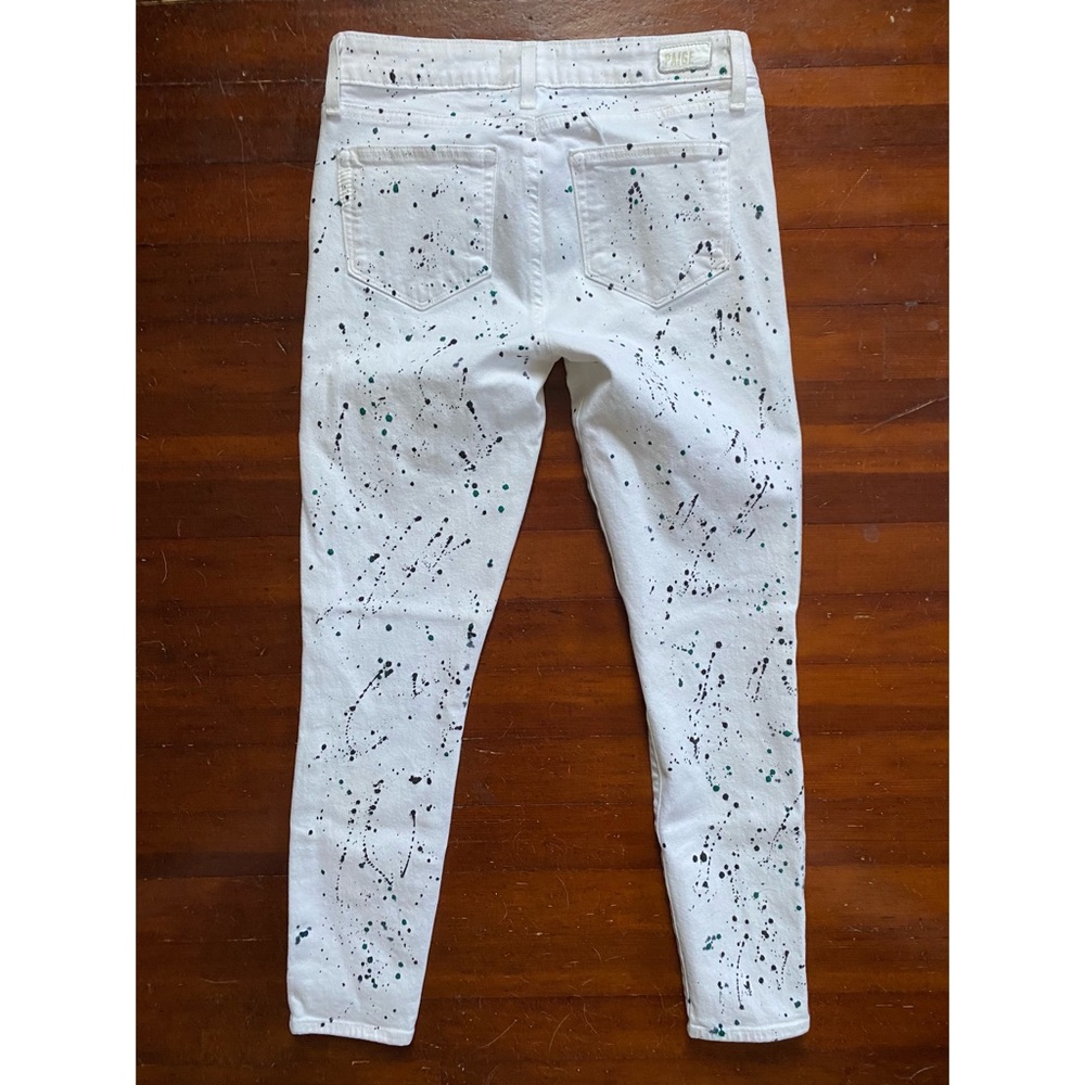 Paige White Denim Paint Splatter Ankle Jeans - Gem